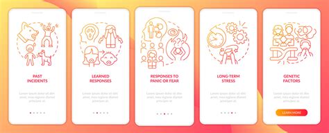 Phobia Causes Red Gradient Onboarding Mobile App Screen Anxiety Disorder Walkthrough 5 Steps