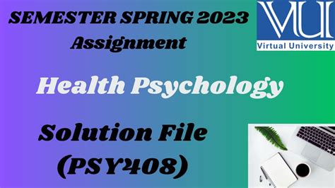 PSY Assignment Solution Health Psychology YouTube