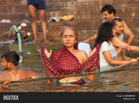 Indian Women Bathing In Ganga River Video
