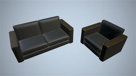 가죽 소파와 의자 3d 모델 15 Fbx Free3d