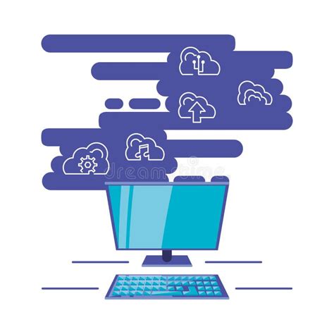 Cloud Computing Network With Desktop Stock Vector Illustration Of Communication Networking