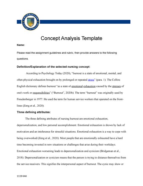 Nr501np Concept Analysis Week 3 Concept Analysis Template Name