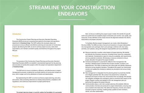Construction Project Planning And Execution SOP In Word Google Docs Download Template Net