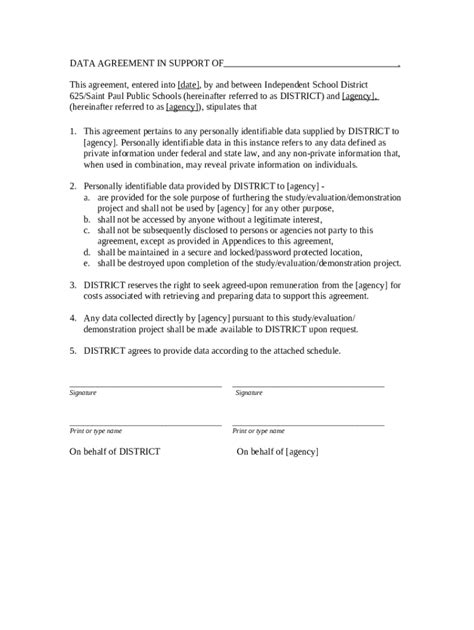 Data Agreement Template Agreement Regarding Data Sharing Doc Template Pdffiller