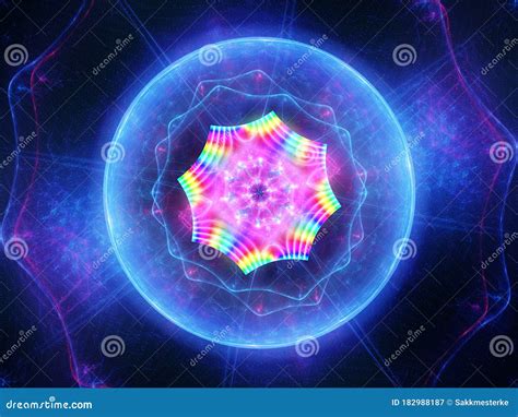 Colorful Glowing Quantum Computer Core Stock Illustration