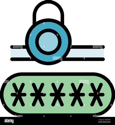 Secure Password Icon Outline Vector Stop Cyber Money Key Color Flat