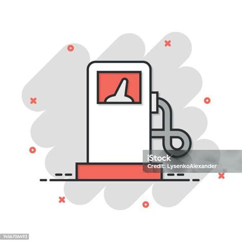 코믹 스타일의 연료 펌프 아이콘 흰색 고립 된 배경에 주유소 만화 기호 벡터 그림 가솔린 스플래시 효과 비즈니스 컨셉 가솔린에 대한 스톡 벡터 아트 및 기타 이미지 Istock