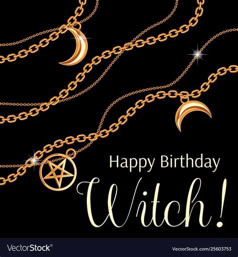 Happy Birthday Witch Greeting Card Design Vector Image