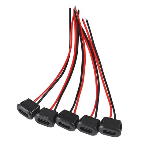 Almocn 5pcs Type C Chassis 2 Pin Type C Socket Connector Waterproof Jack Female