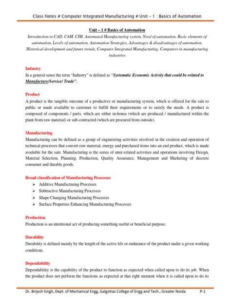 Notes Unit 1 Automation Bs Pdf Automation Programmable Logic