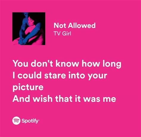 Not Allowed Tv Girl Meaningful Lyrics Pretty Lyrics Songs That