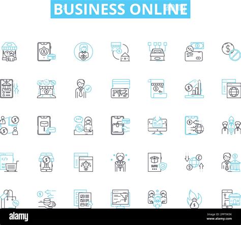 Business Online Linear Icons Set E Commerce Digital Start Up Innovation Marketing
