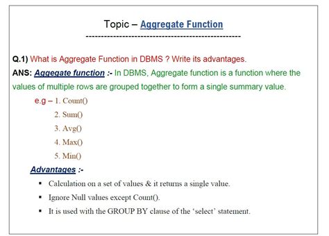 Aggregate Function And Its Advantages