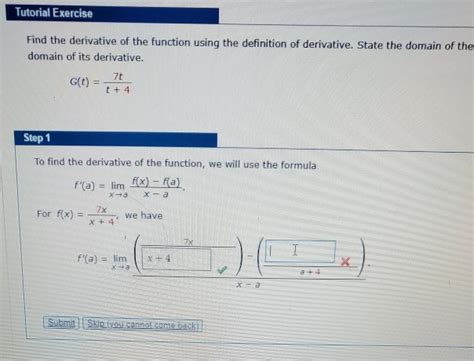 Solved Tutorial Exercise Find The Derivative Of The Function