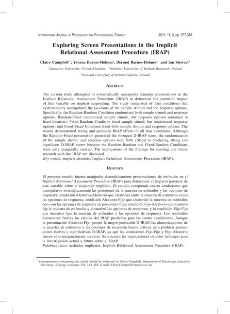 Pdf Exploring Screen Presentations In The Implicit Relational Assessment Procedure Irap