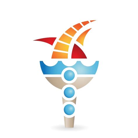Premium Vector Brown And Blue Ancient Torch With Geometrical Fire Design