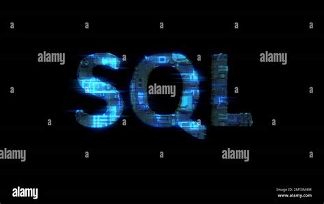 Cybernetic Electrical Light Shining Text Sql In Glitch Style Isolated
