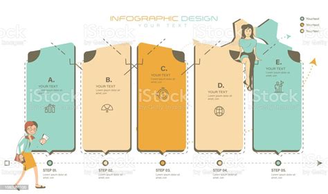 벡터 인포그래픽 디자인 비즈니스 템플릿에는 아이콘과 5가지 옵션 또는 단계가 있습니다 프로세스 다이어그램 프리젠테이션 워크플로우 레이아웃 배너 순서도 정보 그래프 스톡에