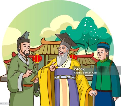 일본어 중국어 몽골 칸 지상에 연꽃 자세로 앉아 있는 동양 전사 헬멧을 쓰고 활과 칼을 든 동양인 만화 귀여운 캐릭터입니다 격리 Emperor Of Japan에 대한 스톡