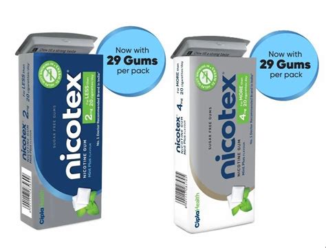 Nicotex 2mg4mg Sugarfree Mint Plus Flavour Nicotine Gum 29 Count Nicorette At ₹ 444 Pack