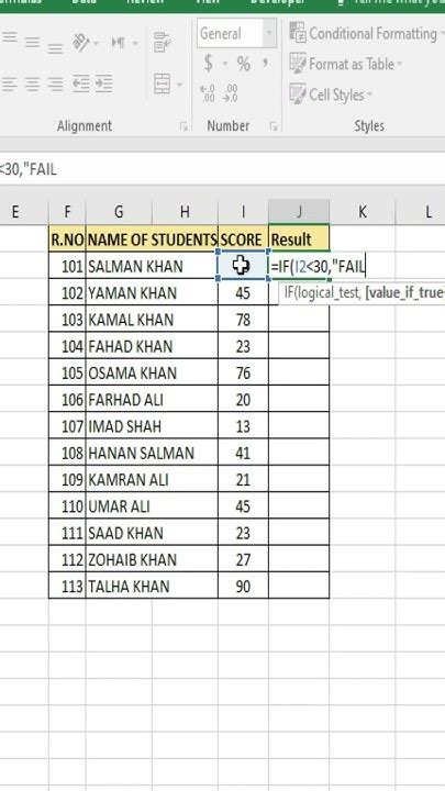 How To Get Fail And Pass Result Using If Function If Function In