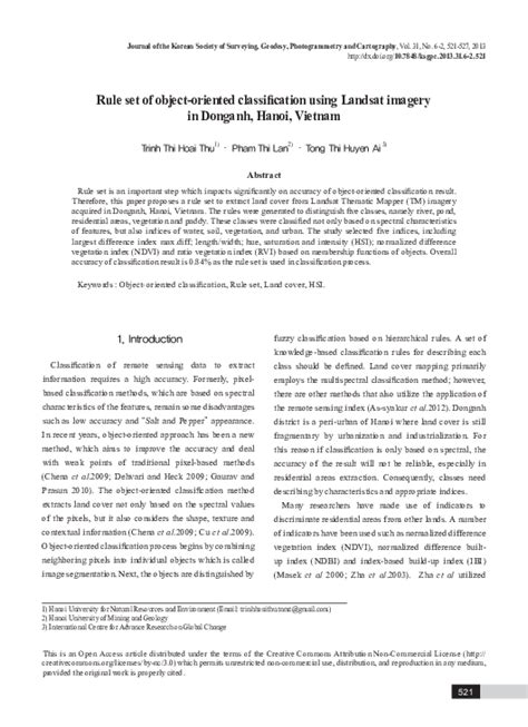 Pdf Rule Set Of Object Oriented Classification Using Landsat Imagery