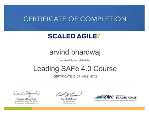 Leading Safe 4 0 Course Certificate Ppt