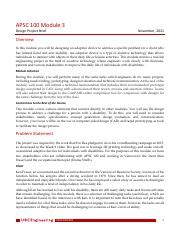 APSC 100 Module 3 Design Brief Pdf APSC 100 Module 3 Design Project Brief November 2021