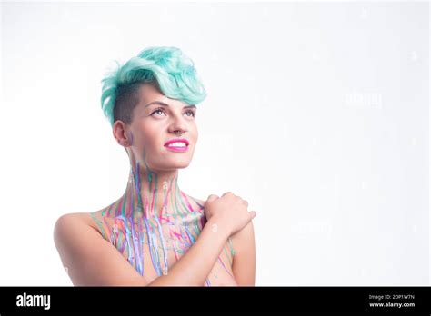 Blue Body Paint Hi Res Stock Photography And Images Alamy