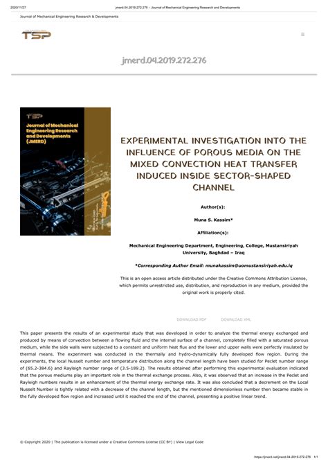 Pdf Experimental Investigation Into The Influence Of Porous Media On