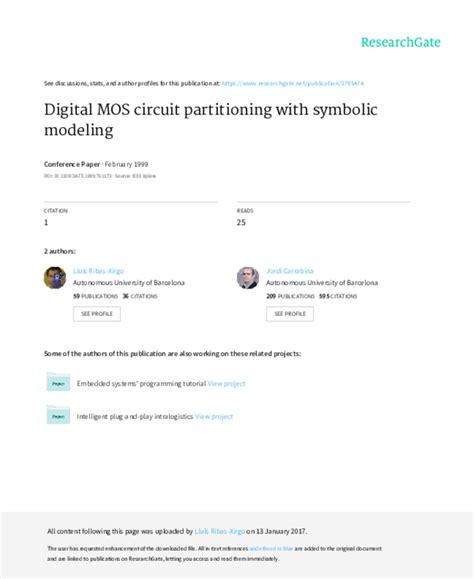 Pdf Digital Mos Circuit Partitioning With Symbolic Modeling