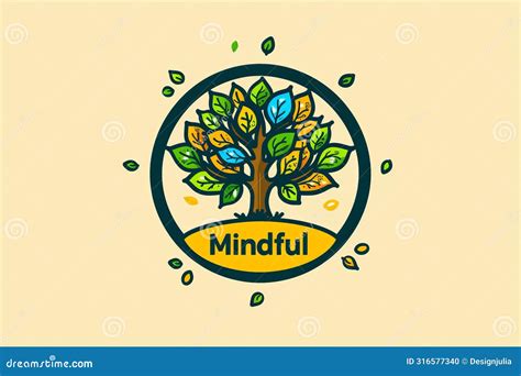 Psychologist Logo Tree Mindful Text Beige Background Vibrant Color Palette Abstract Line