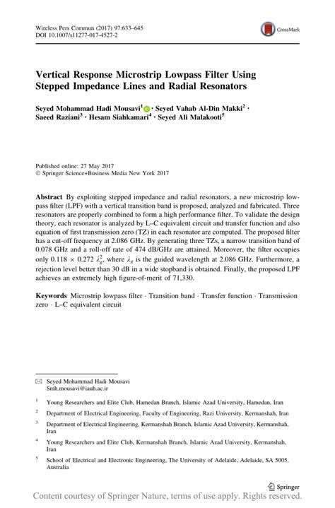 Vertical Response Microstrip Lowpass Filter Using Stepped Impedance