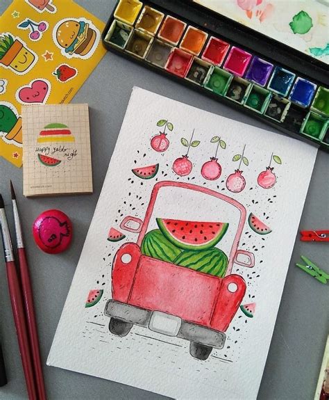 35 ایده نقاشی شب یلدا کودکانه ساده و حرفه‌ای Tjoor Paper Crafts