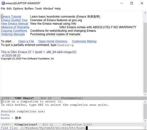 Win10 如何使用 Emacs 编辑系统文件【win10 Emacs 管理员权限】 Emacs General Emacs China