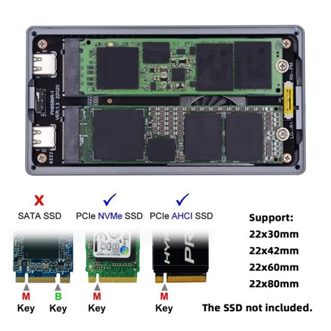 dual m 2 nvme ssd raid array mobile hard drive enclosure dark gray