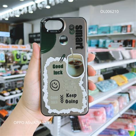 Ốp Oppo A5s A7 A12 F9 Nhám Bạc In Hình Ly Nước Smart