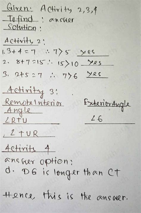 solved activity 2 is it possible for a triangle to have sides with