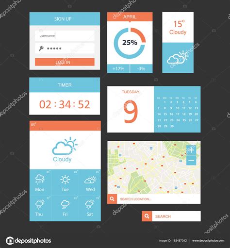 Ui Kit For Website And Mobile App Designs Stock Vector Image By Delices