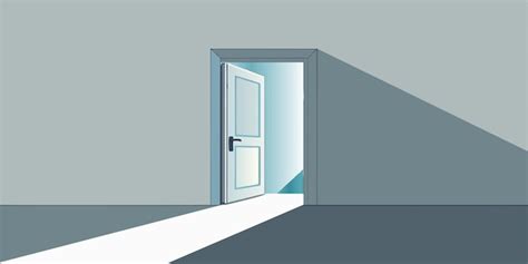Premium Vector A Cartoon Illustration Of A Room With A Door And A Door With A Sign That Says Exit
