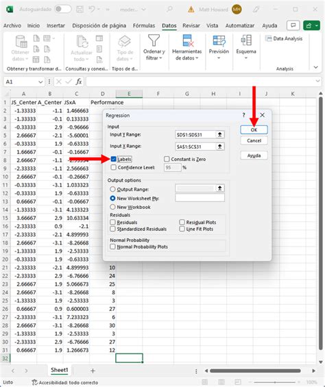 Moderación Con Regresión En Excel Dr Matt C Howard