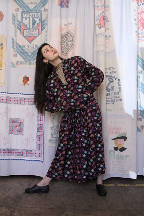 1980s Black Silk Novelty Clock Print Jacket Skirt S… Gem