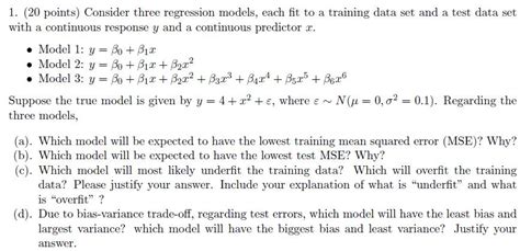 solved 1 20 points consider three regression models each