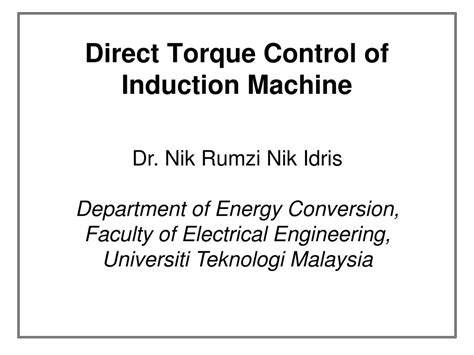 ppt direct torque control of induction machine powerpoint