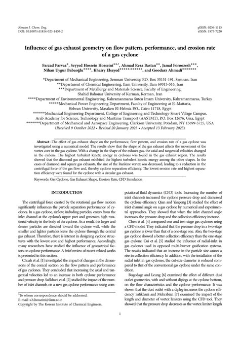Pdf Influence Of Gas Exhaust Geometry On Flow Pattern Performance