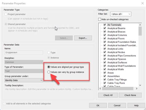 How To Set Parameter Values Can Vary By Group Instance On Dynamo Created Parameter For All