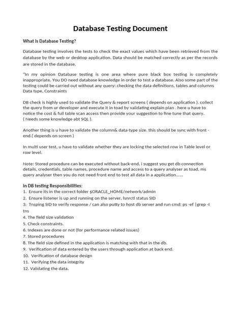 Database Testing Document Pdf