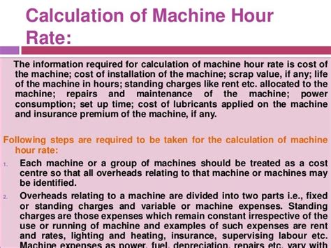 Machine Hour Rate