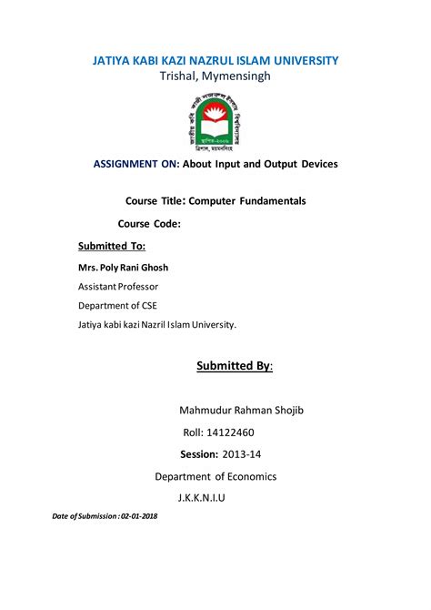 Assignment On Input And Output Devices Docx