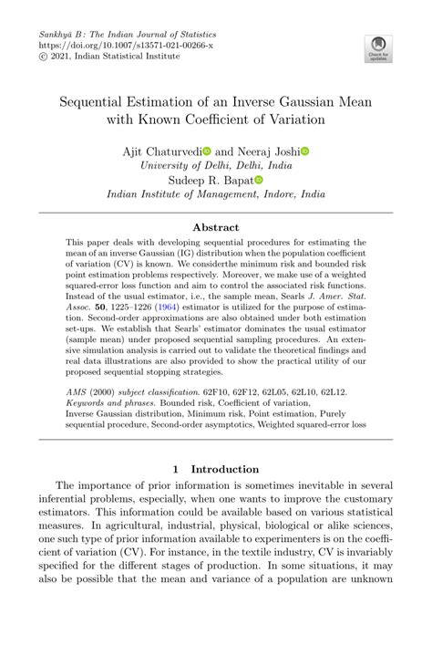 pdf sequential estimation of an inverse gaussian mean with known